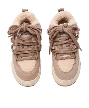 Steve Madden Suede Platform Sneakers With Shearling Accents