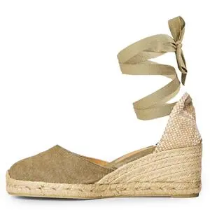 CastaÑer Textile Espadrille Wedge With Ankle Tie