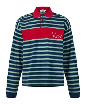 Versace Striped Long-sleeve Polo Shirt
