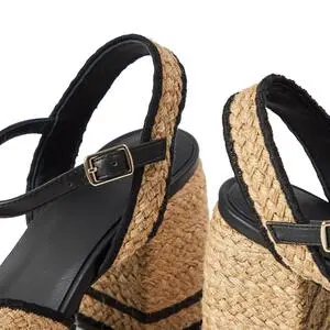 CastaÑer Woven Raffia Platform Block Heel Sandals
