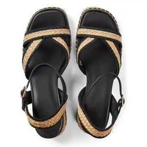 CastaÑer Woven Raffia Platform Block Heel Sandals