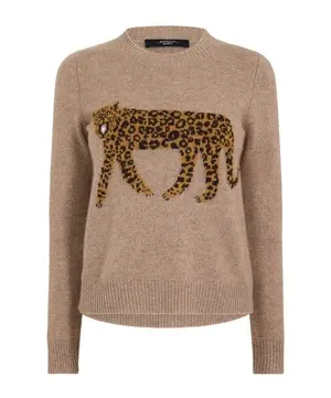 Max Mara Animal Print Crew Neck Sweater