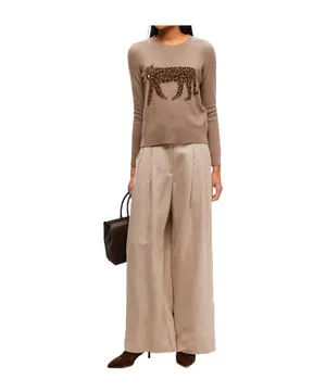Max Mara Animal Print Crew Neck Sweater