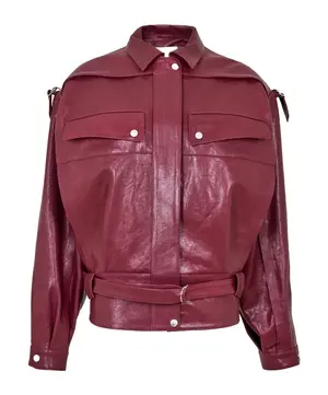 Magda Butrym Versatile Minimalist Premium Leather Jacket - Red