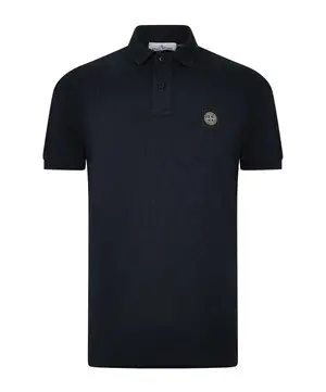 Stone Island Cotton Compass Logo Polo Shirt - Black