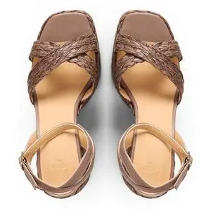 CastaÑer Woven Raffia Platform Block-heel Sandals