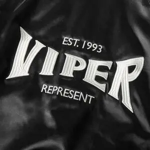 REPRESENT Satin Varsity Jacket With Embroidered Graphics