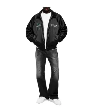 REPRESENT Satin Varsity Jacket With Embroidered Graphics