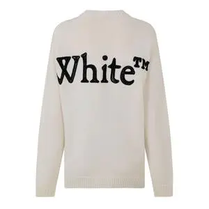 Off-White Crew Neck Knit Sweater With Graphic Detail