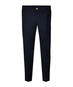 Dolce & Gabbana Navy Cropped Slim-fit Dress Pants With Gold Buttons
