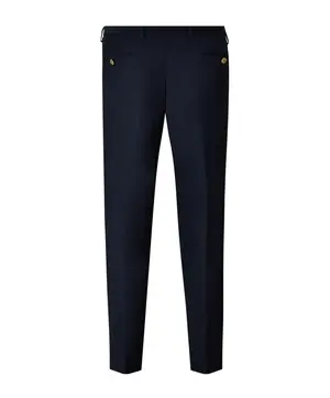 Dolce & Gabbana Navy Cropped Slim-fit Dress Pants With Gold Buttons