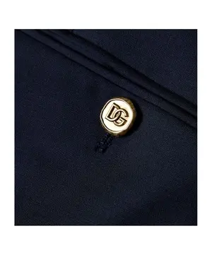 Dolce & Gabbana Navy Cropped Slim-fit Dress Pants With Gold Buttons