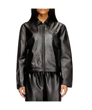 DIESEL® Simple And Versatile Leather Jacket - Black