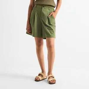 Varley Twill Cotton Pleated Shorts