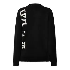 Off-White Crew Neck Knit Sweater With Embroidered Detailing