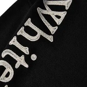 Off-White Crew Neck Knit Sweater With Embroidered Detailing