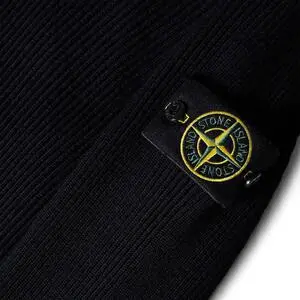 Stone Island Ribbed Crew Neck Knit Sweater With Fitted Long Sleeves - Black