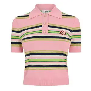 Casablanca Casablanca Striped Knit Polo Shirt Pink