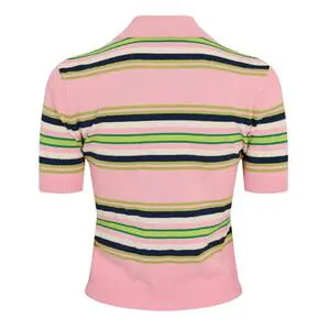 Casablanca Striped Knit Polo Shirt - Pink