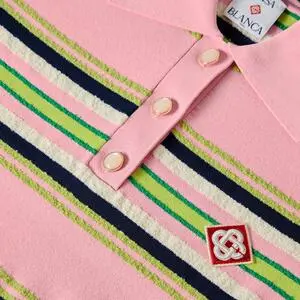 Casablanca Striped Knit Polo Shirt - Pink