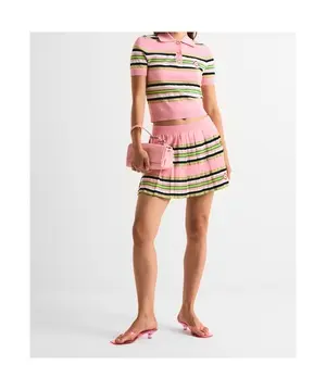 Casablanca Striped Knit Polo Shirt - Pink
