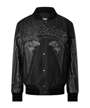 Off-White Varsity Jacket With Embroidered Details