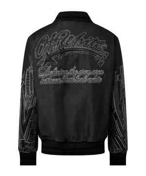 Off-White Varsity Jacket With Embroidered Details