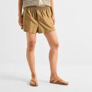 Varley Elasticated Waist Shorts With Back Patch Pocket - Brown
