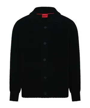 Hugo Boss Button-front Knit Cardigan Crafted - Black