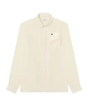 Lacoste Long Sleeve Patterned Shirt - White