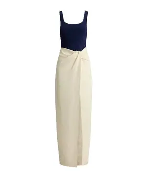 Ralph Lauren Twist-detail Two-tone Maxi Dress - Nude