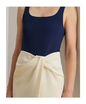 Ralph Lauren Twist-detail Two-tone Maxi Dress
