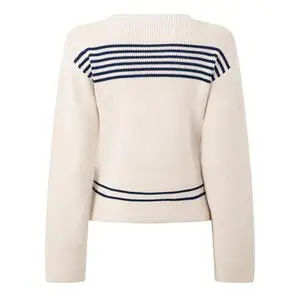 Balenciaga Off-white Striped Crew Neck Knit Sweater