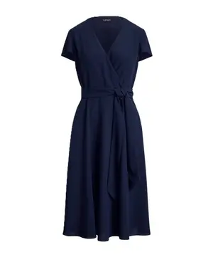Ralph Lauren Georgette Surplice V-neck Belted Midi Dress - Navy Blue