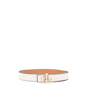 Ralph Lauren Logo Plaque Buckle Belt - White