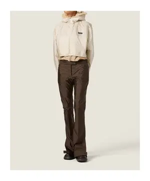 Miu Miu Technical Fabric And Shearling Trimmed Windbreaker - Ivory