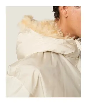 Miu Miu Technical Fabric And Shearling Trimmed Windbreaker - Ivory