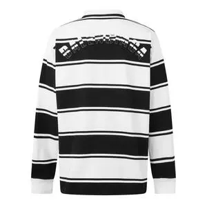 Balenciaga Striped Knit Polo Top - White