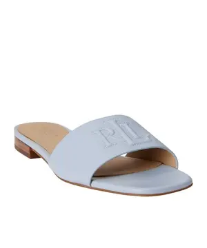 Ralph Lauren Everley Leather Logo-embroidered Sandals - Blue