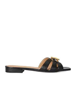 Ralph Lauren Buckle-strap Leather Sandals - Black