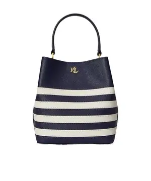 Ralph Lauren Striped Leather Satchel - Black
