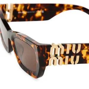 Miu Miu Rectangle Sunglasses With Gold Tone Logo Detail
