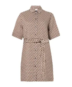 MAX MARA Max Mara Geometric Print Short Sleeve Collared Shirt Dress