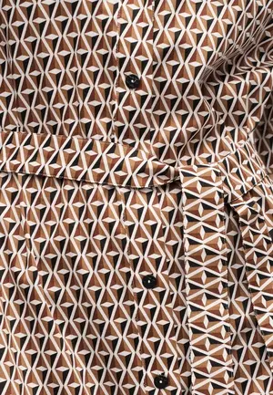 Max Mara Geometric Print Short Sleeve Collared Shirt Dress - Nude