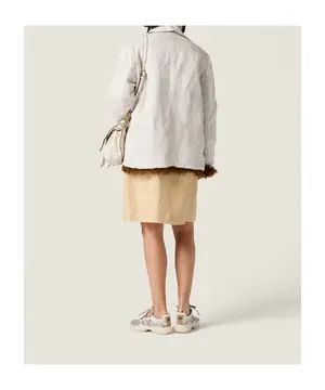 Miu Miu Linen Midi Skirt With Antique Finish - Soybean Green