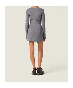 Miu Miu Double-layer Wool Dress With Bow Neckline