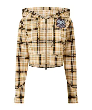 VIVIENNE WESTWOOD Plaid Zip-up Cropped Hooded Jacket - Nude
