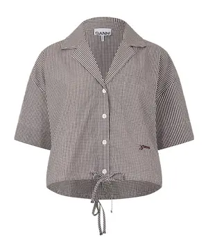 GANNI Cropped Gingham Shirt