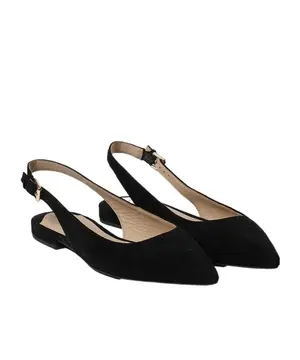 Ralph Lauren Pointed Toe Slingback Flats - Black