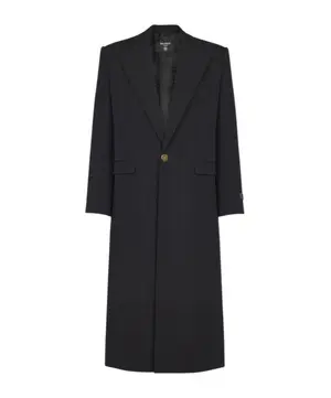 Balmain Grain De Poudre Long Coat - Black